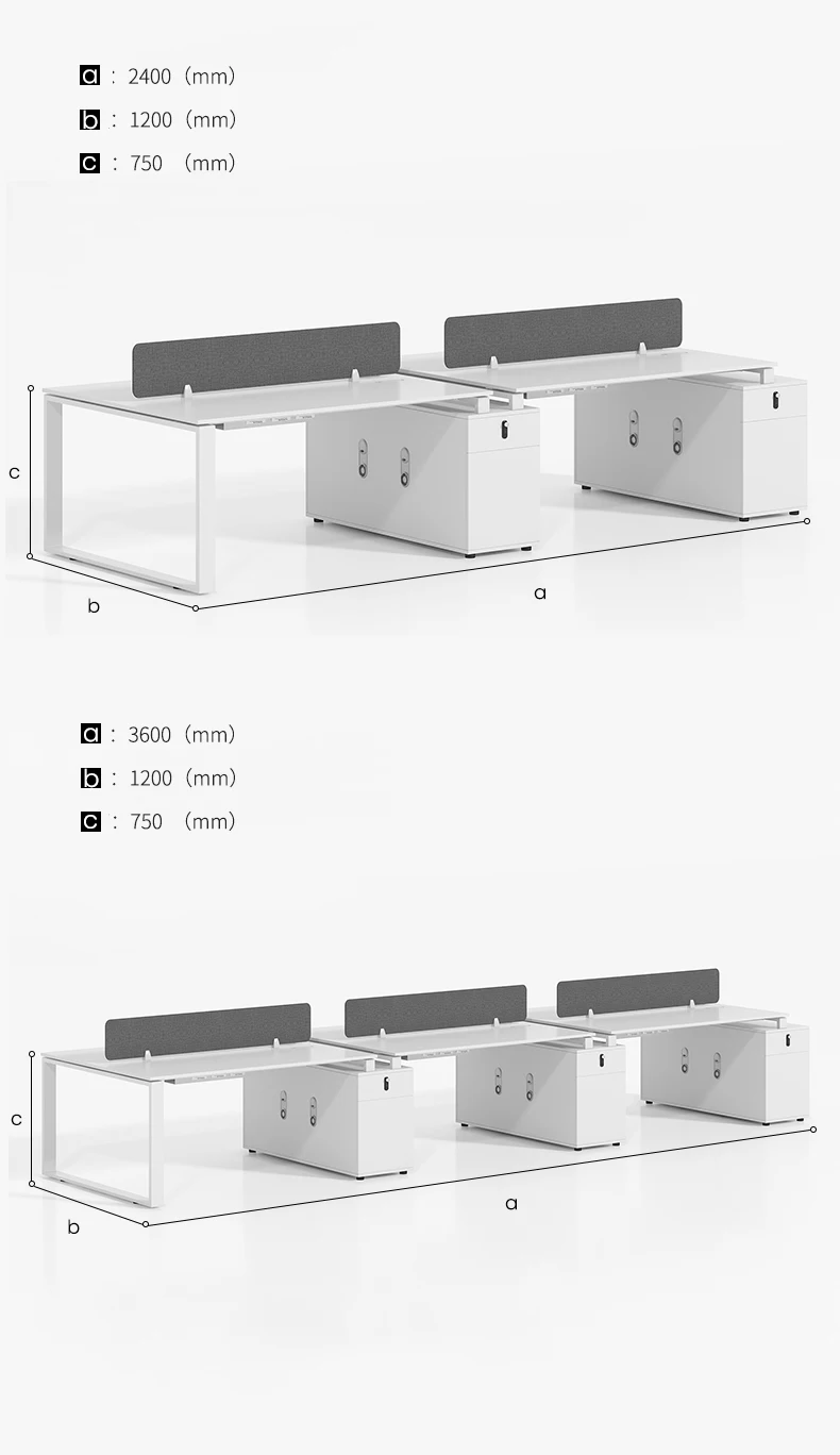 Modern Metal Frame Bench Desk Modular Office Workstation 2 4 6 Person ...