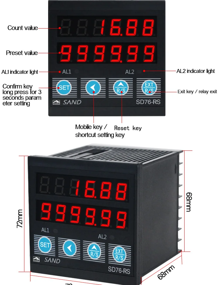 Jakon Sd76-rs Led Digital Length Meter Counter With Modbus Rs485 Odm