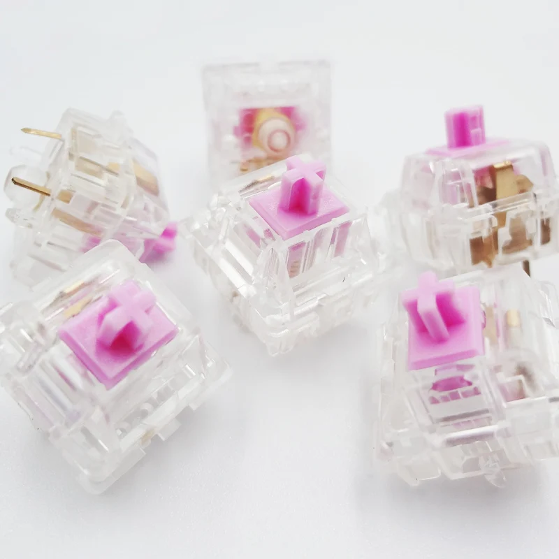 Jwick Creamy Pink Linear Switch 5pins 65g Clear Housing Gold Plated ...