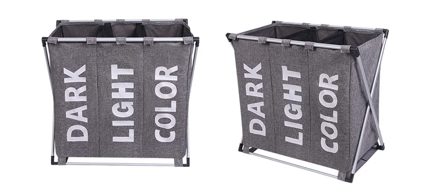 Grey X-frame Laundry Hamper Collapsible Laundry Bag Foldable Laundry ...