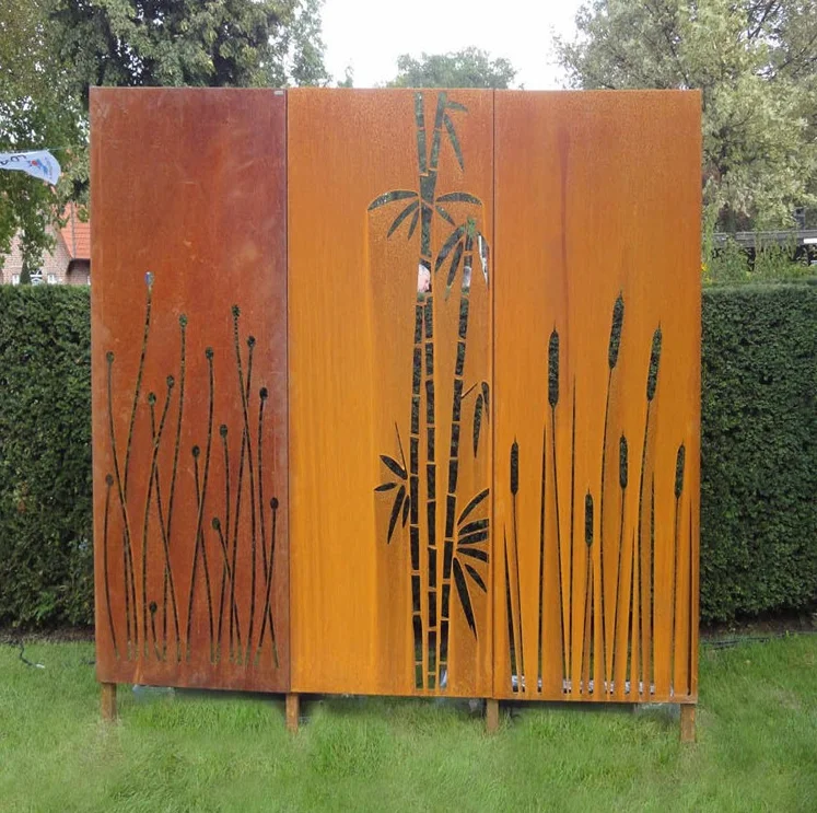 Custom Pattern Flower Planter Iron Corten Steel Metal Sliding Wall Home ...