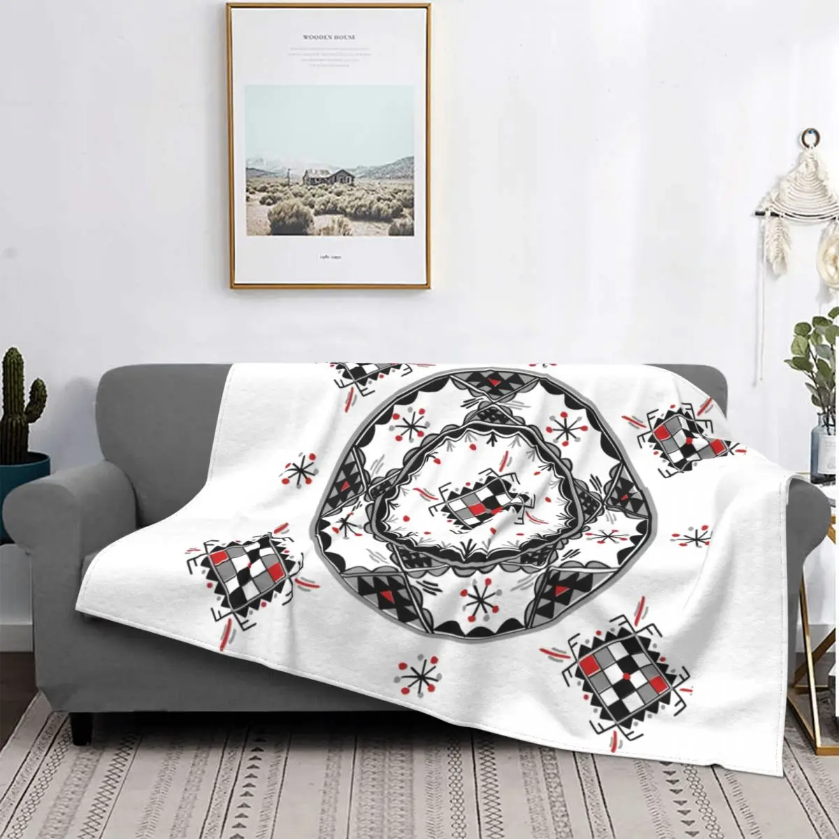 Geometric Traditional Amazigh Kabyle Pattern Blanket Warm Fleece Soft ...