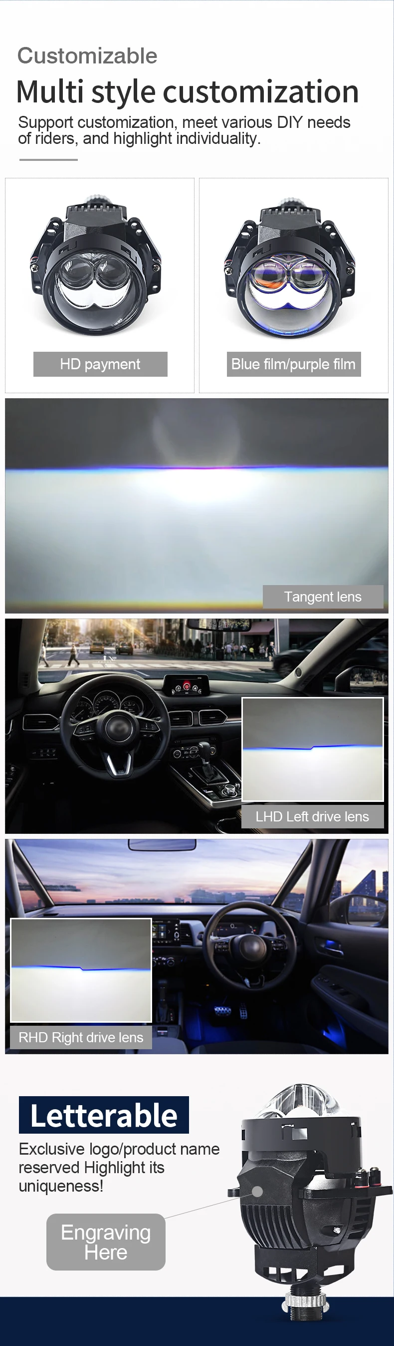 Automotive Bi Led Lenses 3 Inch Dual Laser H4 H7 Lens Headlights ...