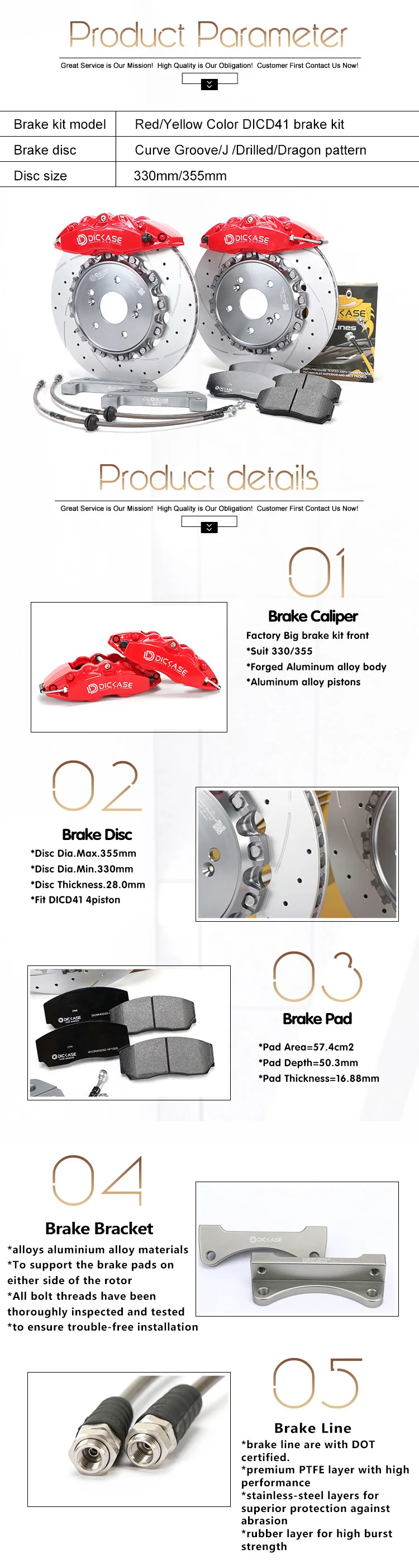 4 Pot Auto Brake Calipers Automatic Brake Systems D41 18 Inch For Golf ...