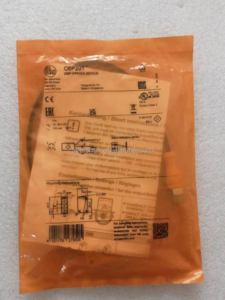 New And Original Retro-reflective Sensor O6p-fpkg/0,30m/us O6p201 Ifm ...