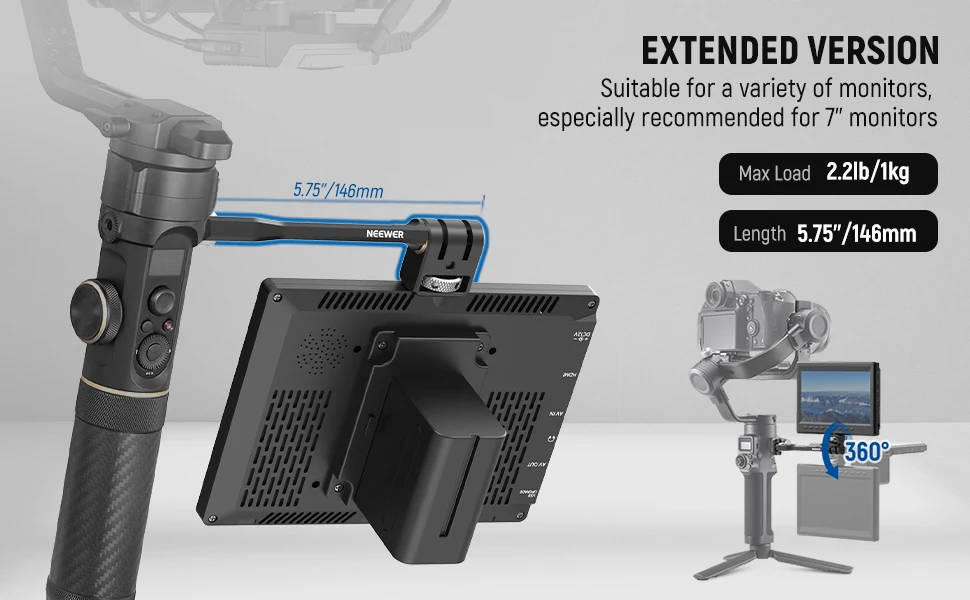 NEEWER Adjustable Field Monitor Mount 360 Rotating Camera Monitor Mount ...