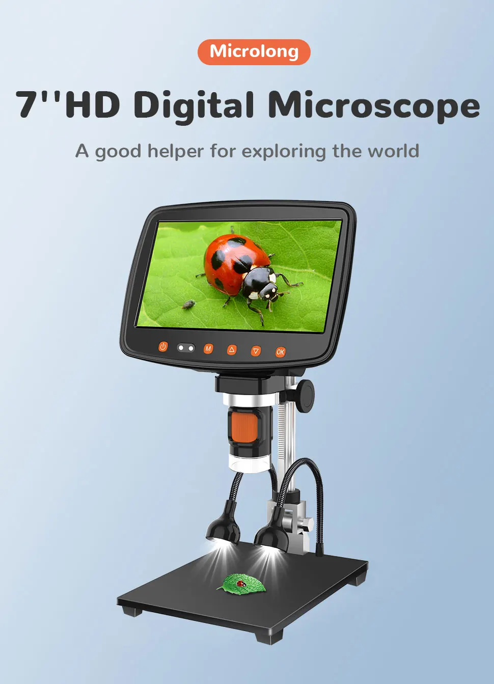 Digital Microscope 1500X Electron Microscope With 7 Inches Screen for ...