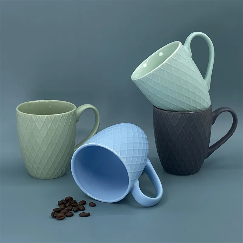 Green Blue Grey Custom Embossed Texture Modern Eco Ceramic Coffee Mug ...