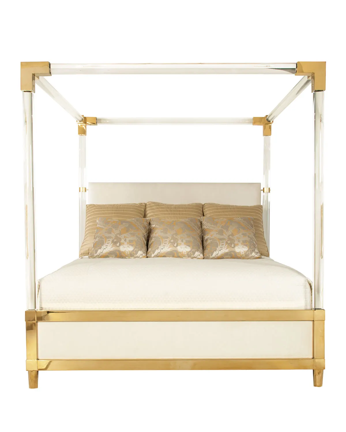 Factory Price Crystal Golden Metal Clean Acrylic Lucite Bed Collection ...