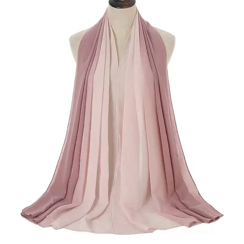 180*70cm Islam Shawl Stylish Ethnic Scarves & Shawls Gradient Georgette ...