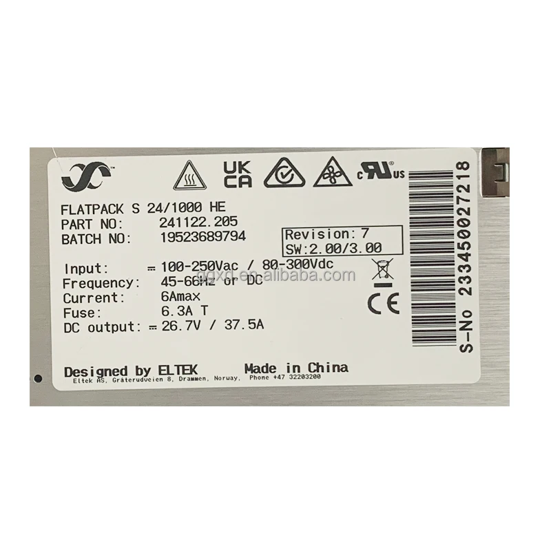 Eltek Flatpack S 24/1000 HE Rectifier Module - 1KW 24V DC Power Supply ...