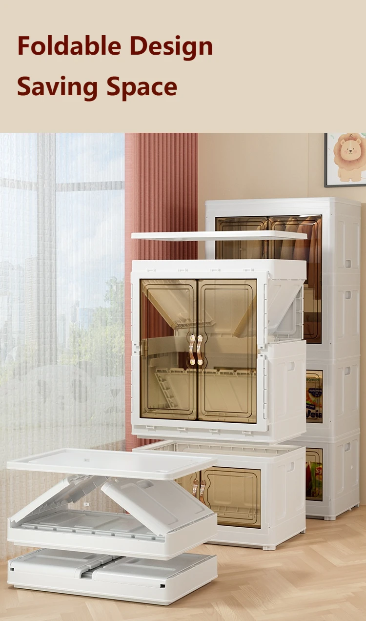 Sesame Household Storage Cabinet Double Door Open Foldable Wardrobe ...