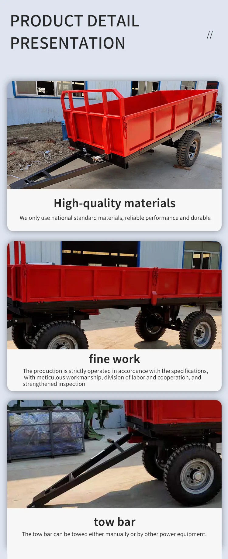 10t 4 Wheel Drive Tractor Trailer for Farm Transportation – OEM