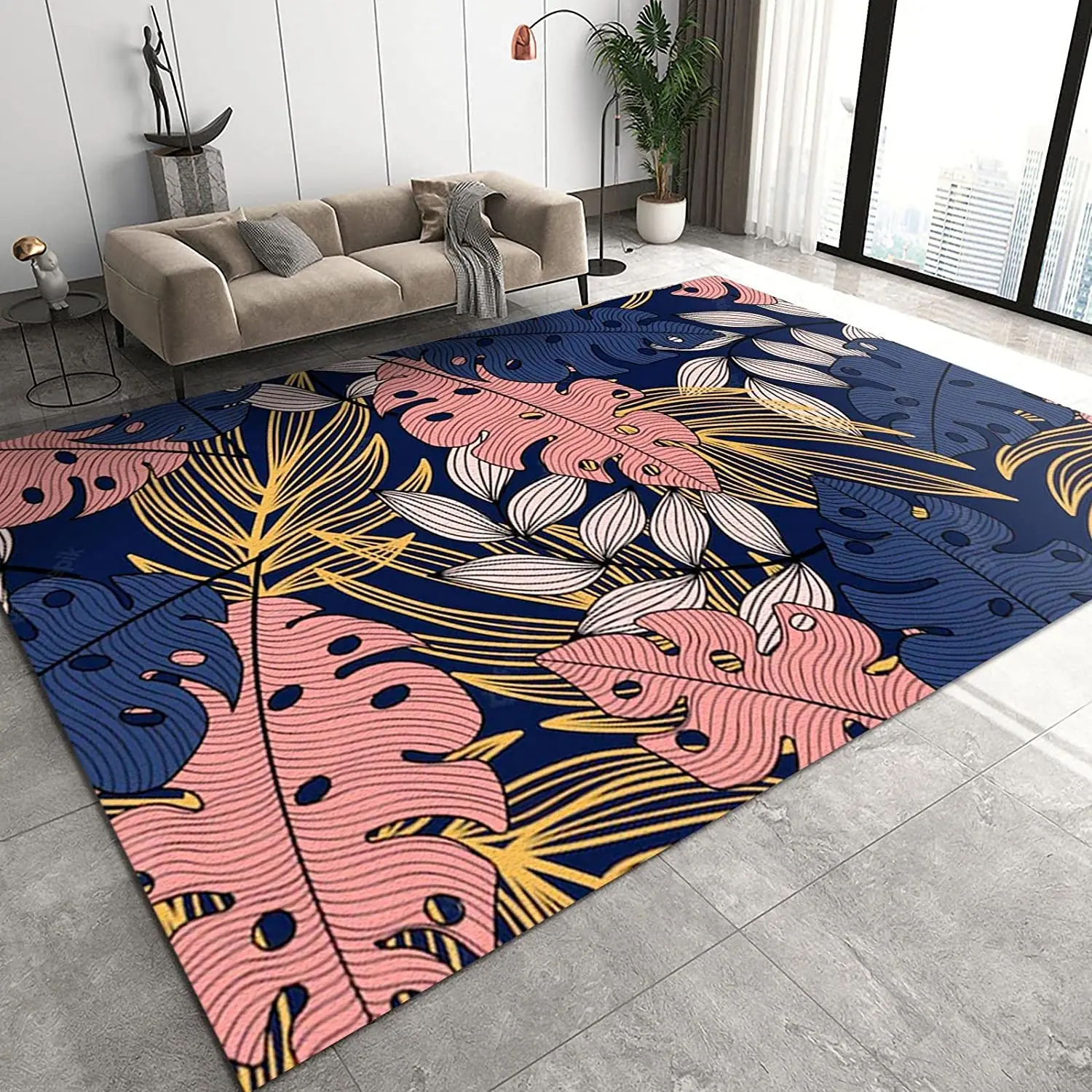Custom Printed Carpet Rugs 3d Printed Blue Geometric Carpets For Living ...