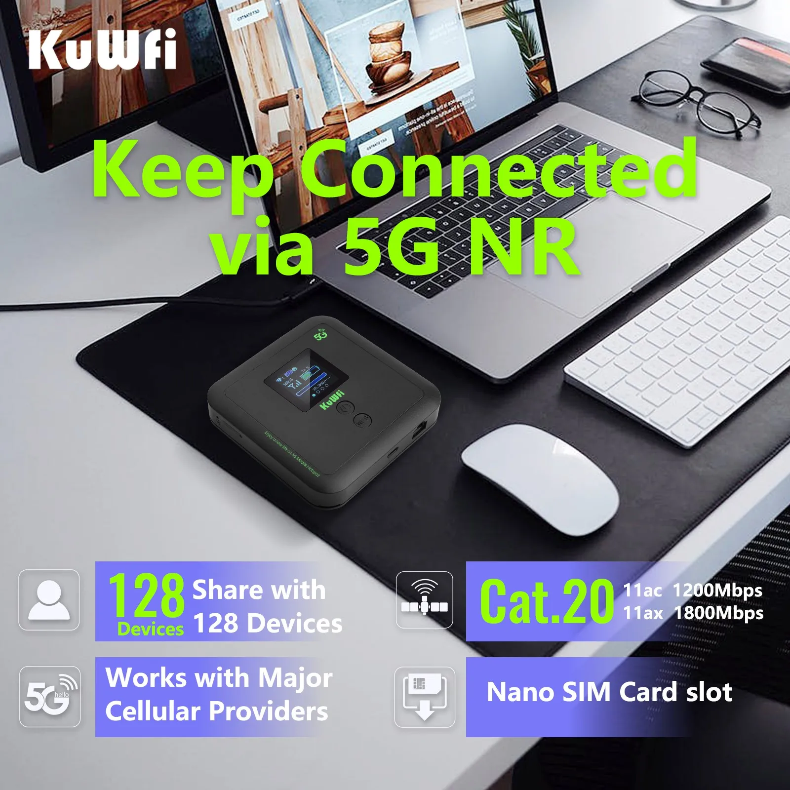 Hotspot Device 5g Portable 4G 5G Router, SIM Card Slot 300Mbps Mobile ...