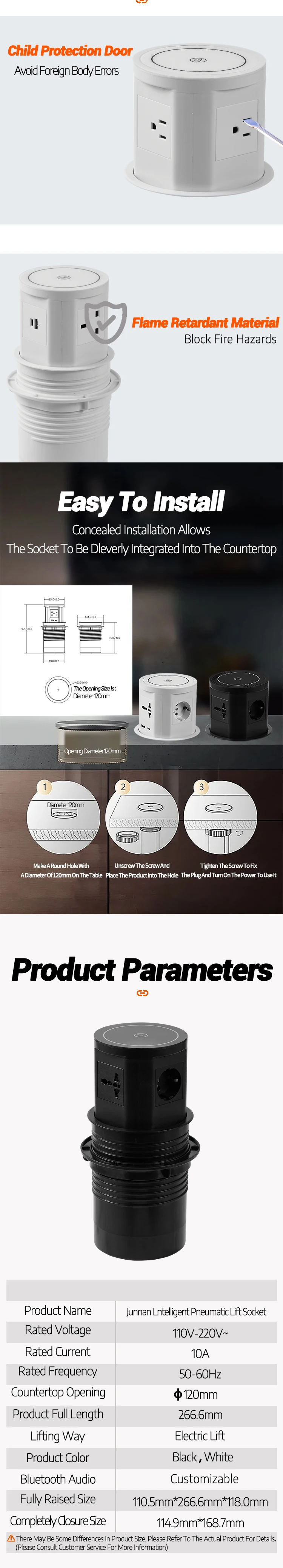 Motorized Electric Outlet Power Pop Up Electrical Motorized Vertical ...