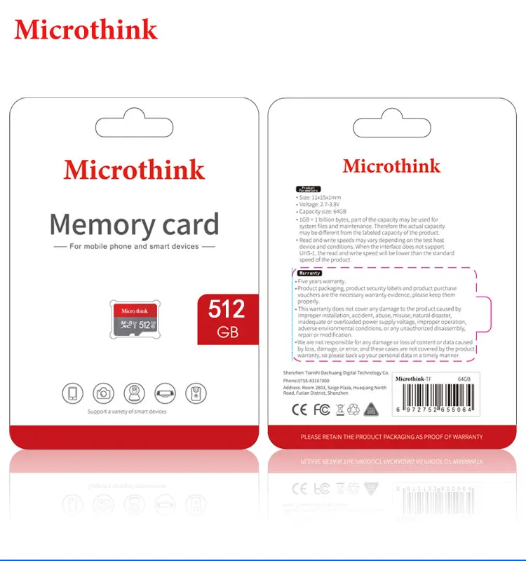 Microthink 128g Class 10 Flash Memoria Carte Support Logo Color ...