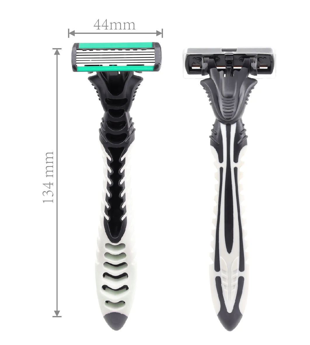 Six Blade Shavers with Lubricant Bar & Super Rubber Handle
