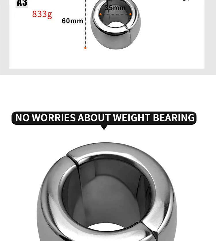 Metal Stainless Steel Magnet Scrotal Shackle Pendant Ring Penis Delay ...