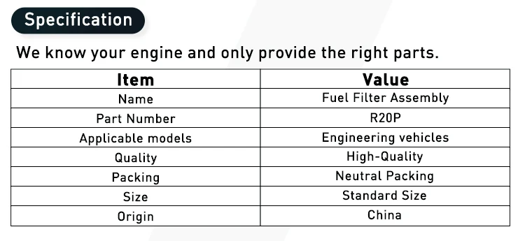 High Quality Diesel Engine Parts Fuel Filter Water Separator Fuel ...