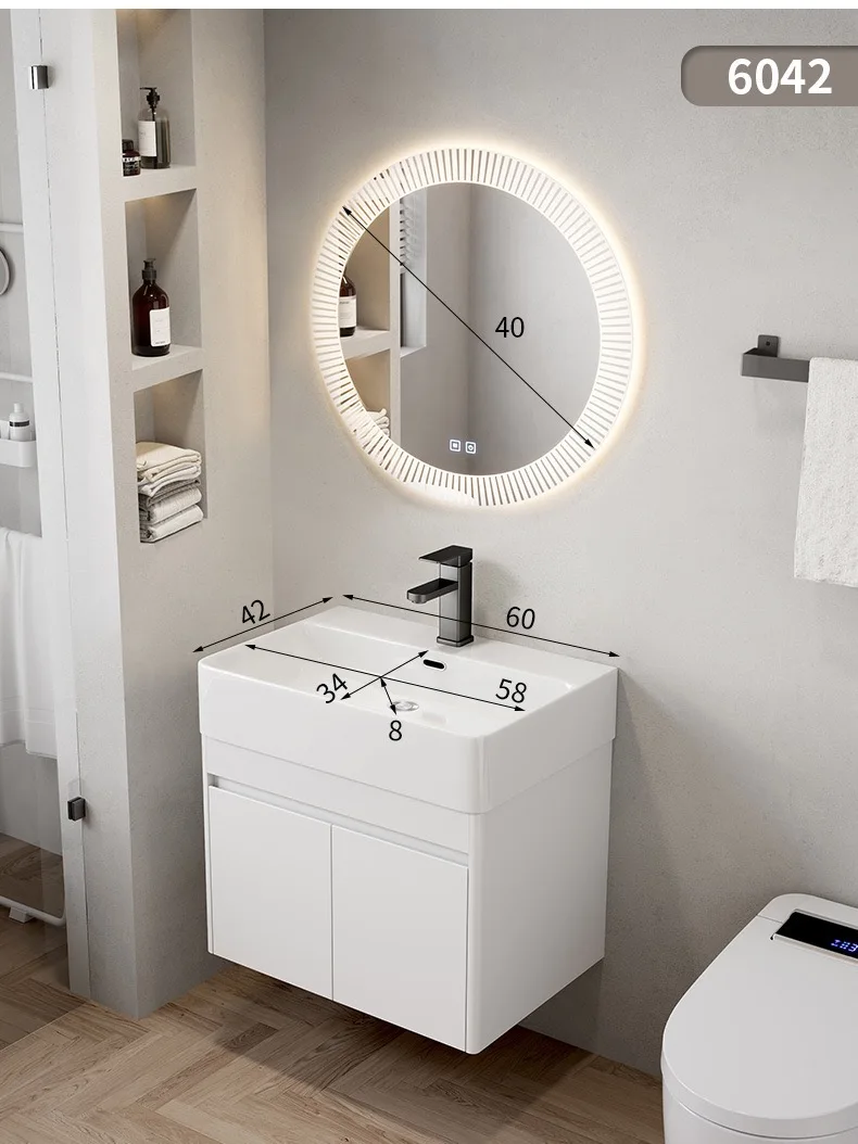 Modern White PVC Freestanding Single-Door Bathroom Storage Cabinet with ...