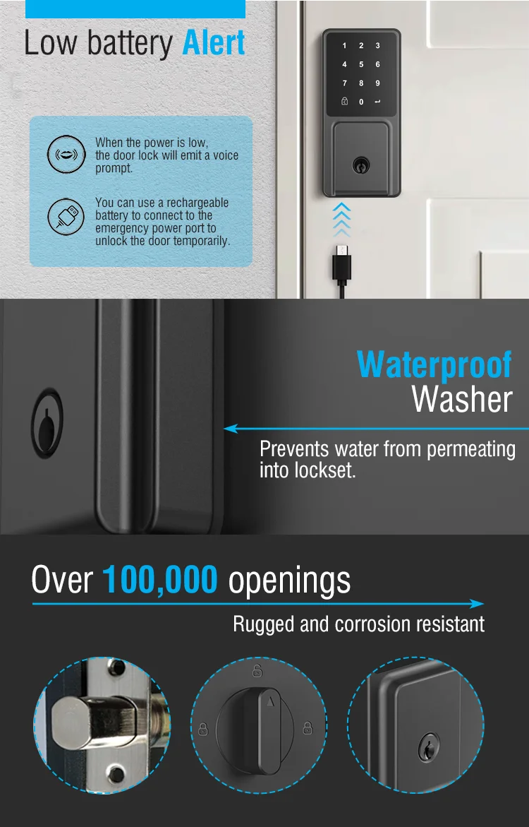 Te'an WiFi App Digital Door Lock IP Network Connected Smart Locks ...