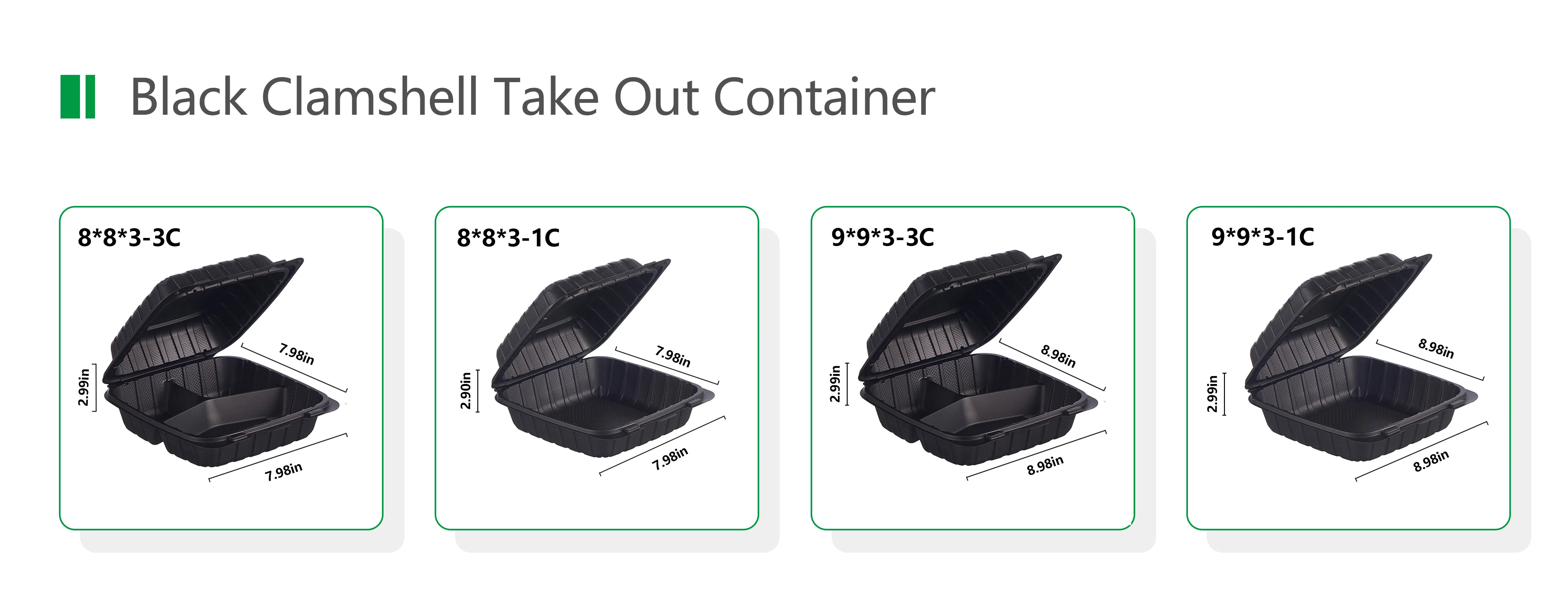 Fuling 9x9'' 3-compartment 9inch Plastic Mfpp Mineral Food Meal Prep ...