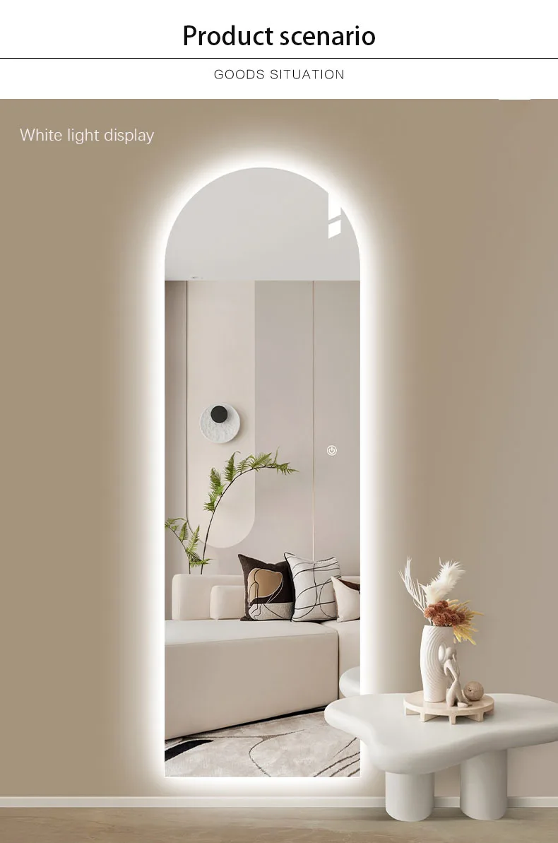 Wall Mounted LED Full-Length Floor Mirror for Gym Yoga Studio