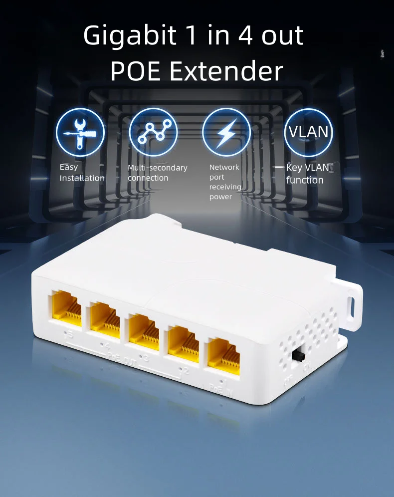The Best Poe Extender Repeater Gigabit 1 In 4 Out For Poe Switch Nvr Ip ...
