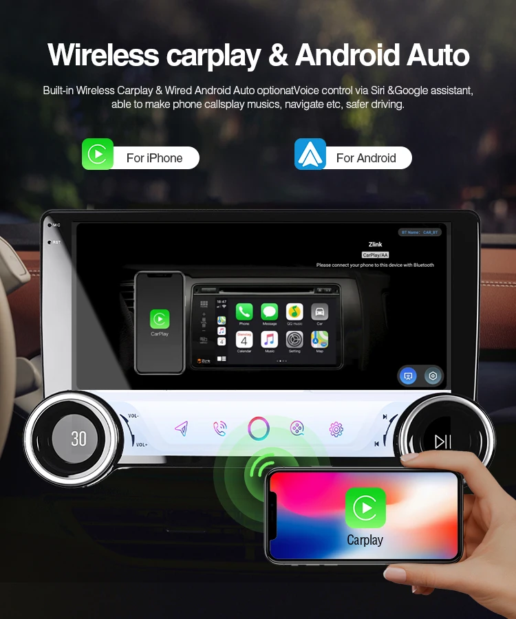 10 Inch Android Car Radio Dual Knob Diamond Car Stereo 8 Core Carplay ...