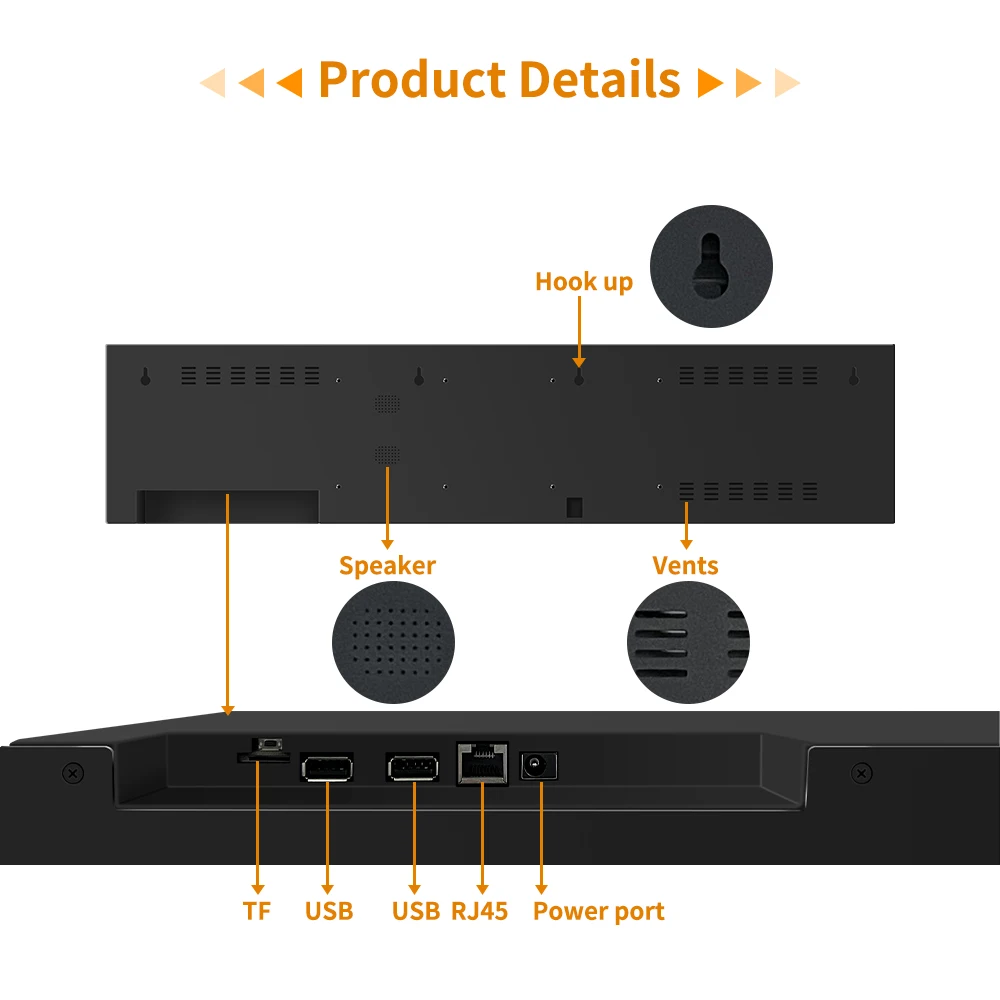 28 Inch LCD Stretched Bar Display Screen - 700cd/㎡ Brightness