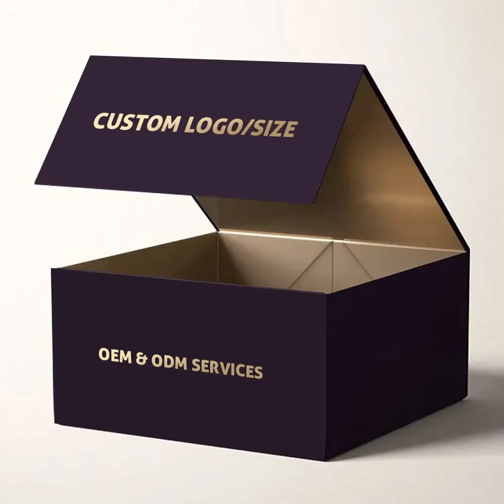 Luxury Magnetic Gift Box Packaging Ribbon Handle Folding Custom Logo ...