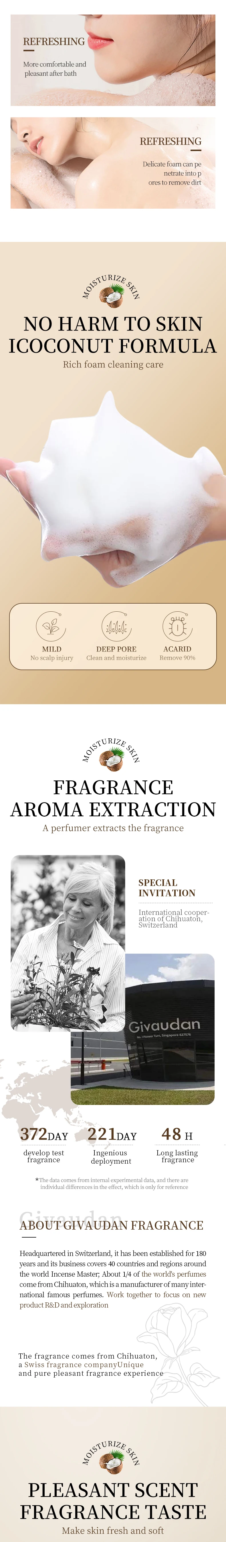 SADOER Coconut Shower Gel - Moisturizing Body Wash Set