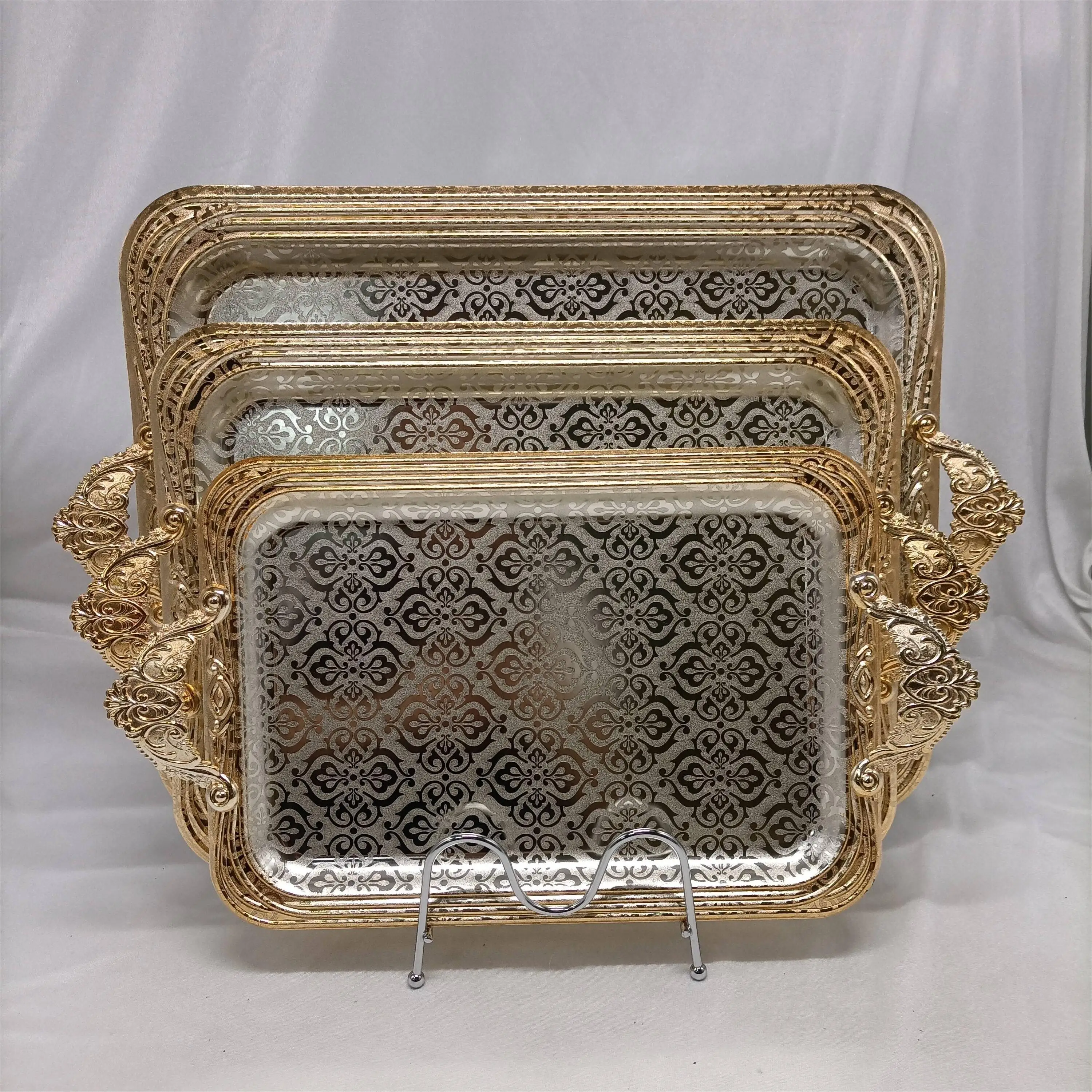 Factory Direct Sale Three Piece Golden Fruit Decorative Tray European ...