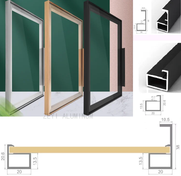 Matt Black Anodized Kitchen Cabinet Door Frame Aluminium Profile