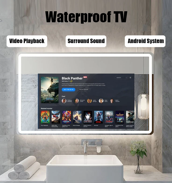 New Bathroom Tv Luxury Smart Mirror Tv Ip66 Waterproof Full Hd Tv For ...