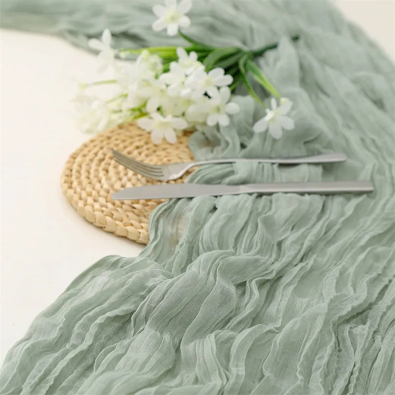 Dusty Blue Gauze Cheesecloth Table Runners for Weddings