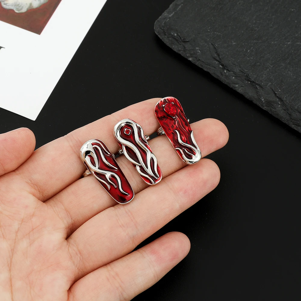 Red Flame Metal Wear Manicure Nails Ring Fingertip Ring - Buy Nail ...