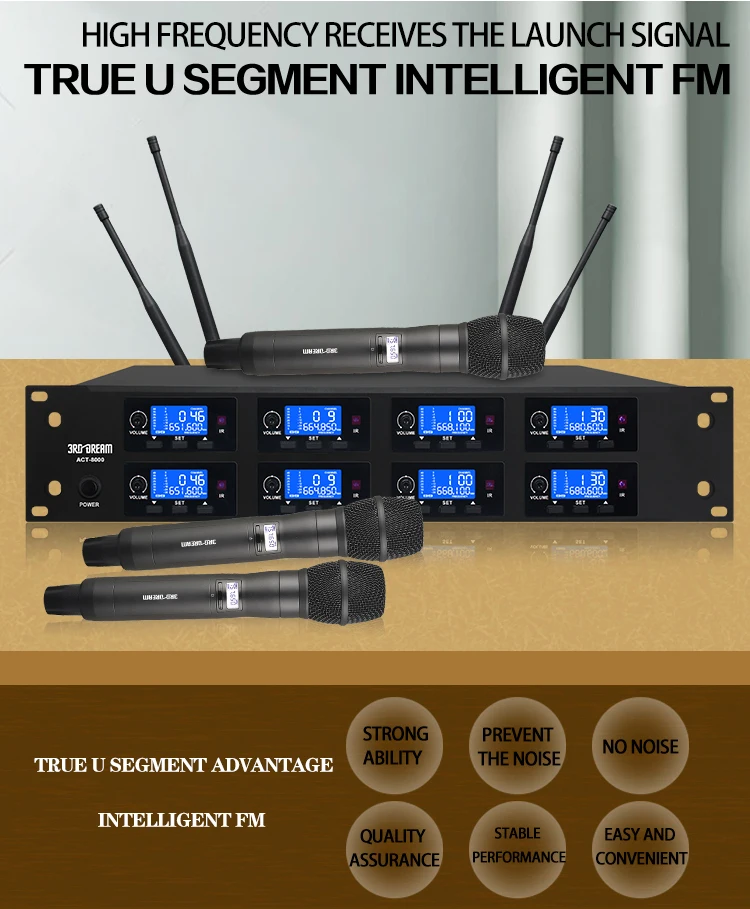 8 Channel Long-Distance Wireless Microphone True Diversity U-Segment ...