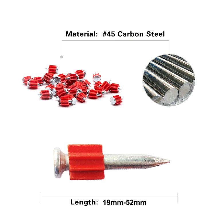 Wholesale Pd Power Actuated Fastener Nail With Red Flute Plastic Washer ...