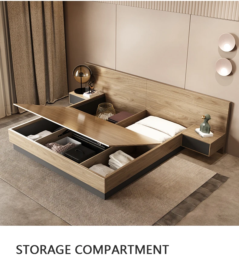 Modern Japanese-Style Tatami High Box Storage Murphy Bed - Minimalist ...