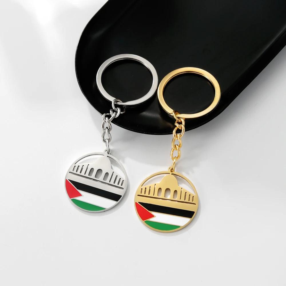 Enamel Stainless Steel Al-aqsa Mosque And Palestine Keychain - Buy ...