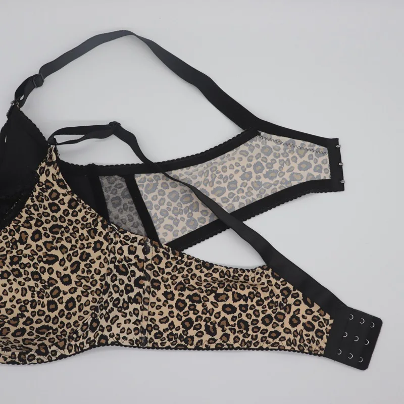 36d-46g Woman Leopard Print Bra Set Gathering Adjustable Sexy Bra And ...
