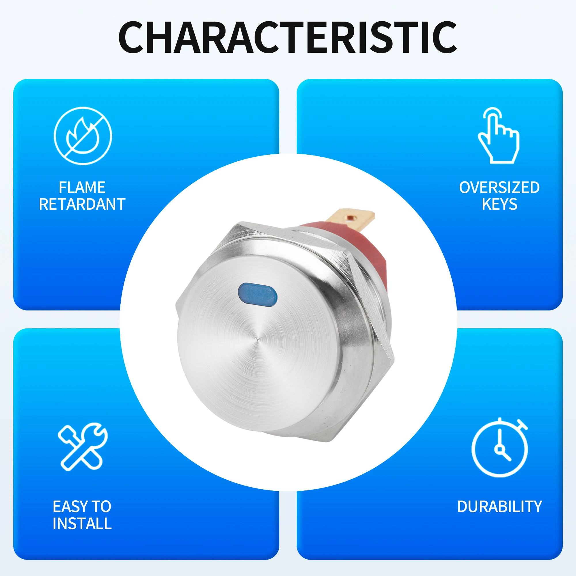 22MM on Off Metal Rocker Switch 12V 20A Stainless Steel Round Button 3 ...