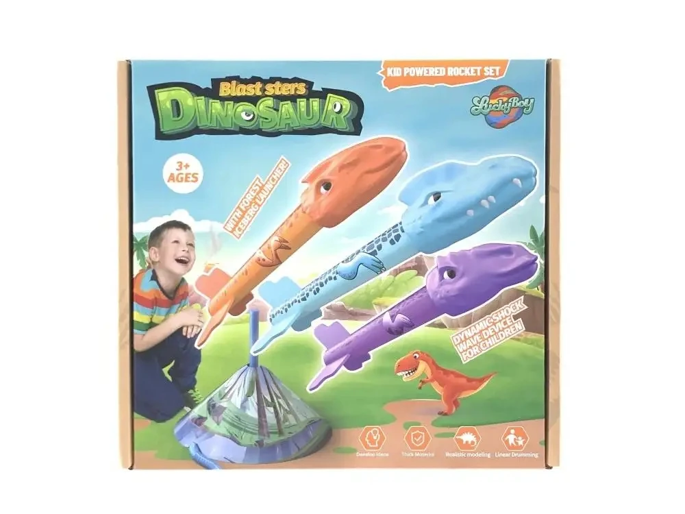 Dinosaur Rocket Toy Launcher For Kids Toys Rockets Soft Rubber With ...