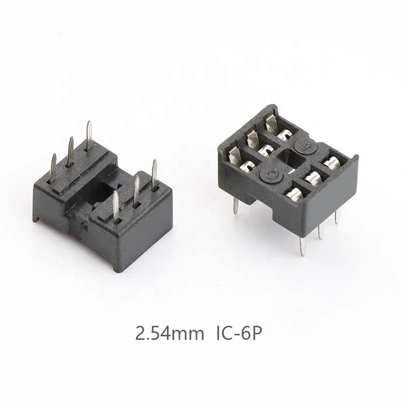 2.54mm 6 Pin Ic Socket 2*3pins Double Rows 2.54mm Pitch Ic Connector ...