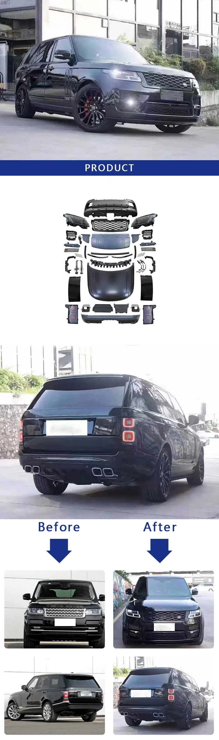 Auto Parts Body Kit Widebody Kit And Side Skirt For Range Rover Vogue ...