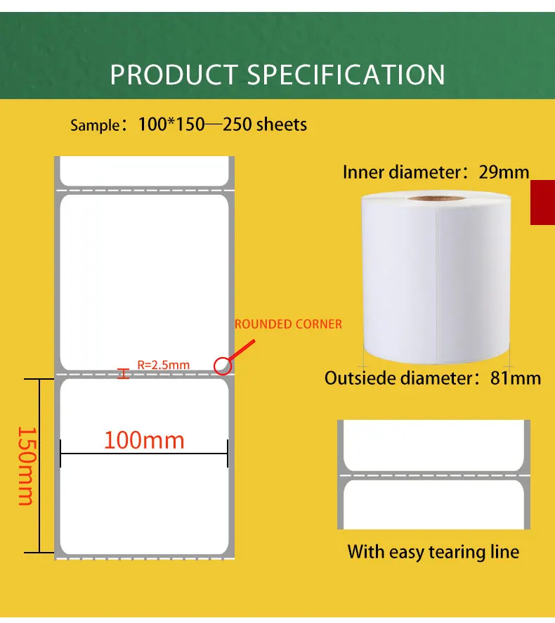 Thermal Label Sticker Label of 300 Sheets Per Roll Sticker Self ...