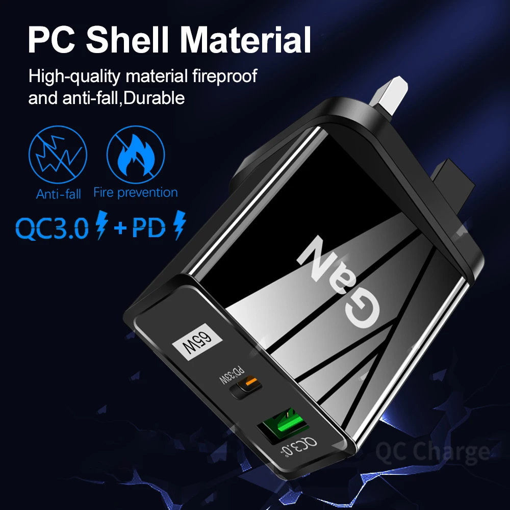 Universal Pd 65w Usb-c Power Adapter Eu Us Plug Fast Charging Usb ...