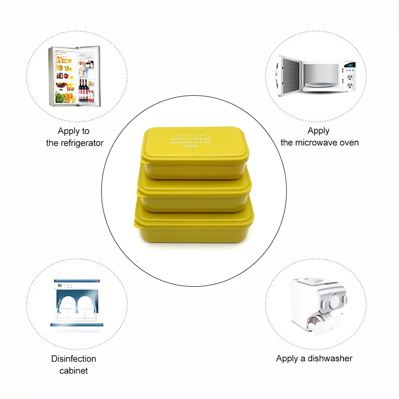 Stackable Silicone Lunch Boxes 3 Compartment Kids Lunch Box Set ...